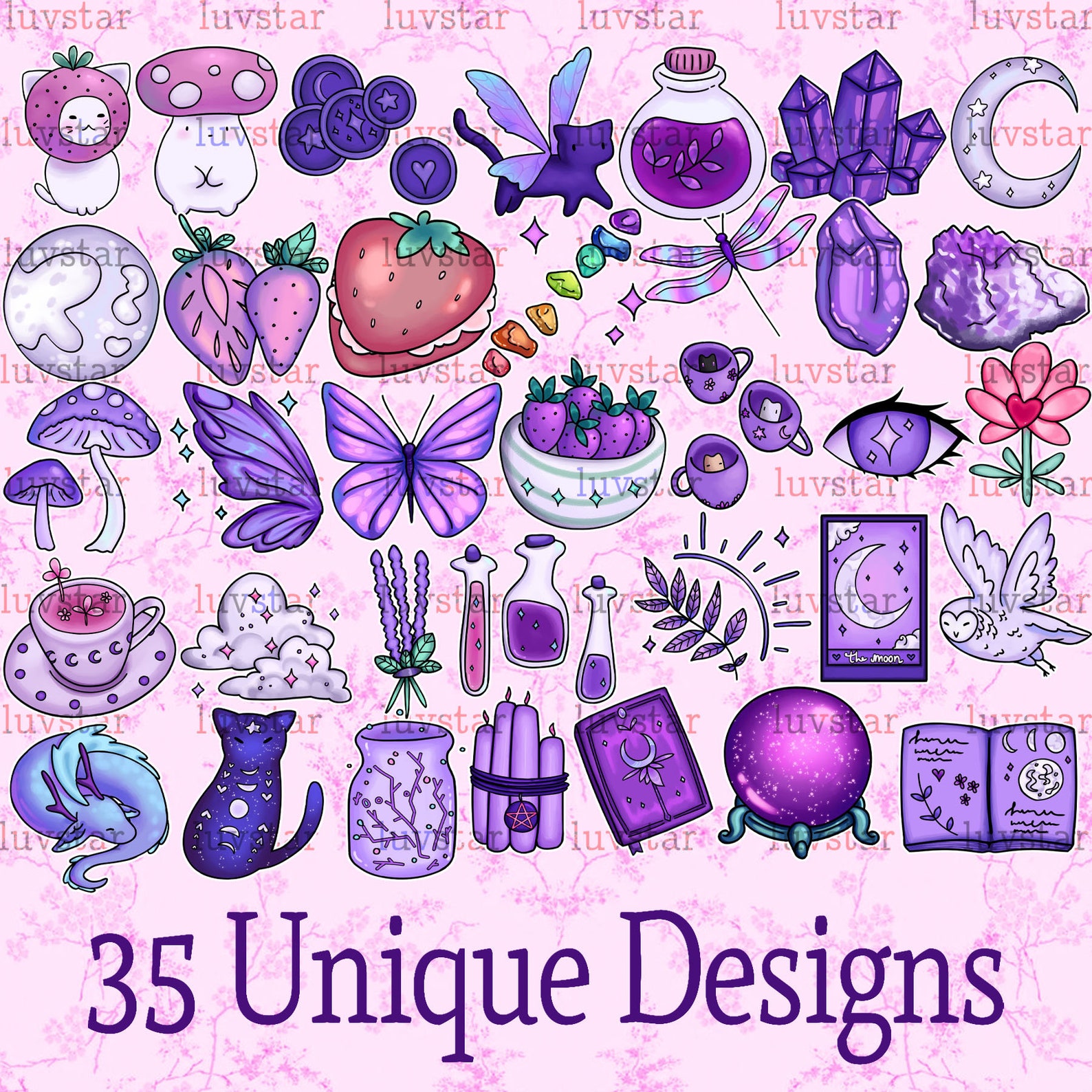 Fairycore Magical Printable Stickers Kawaii PNG Fantasy - Etsy