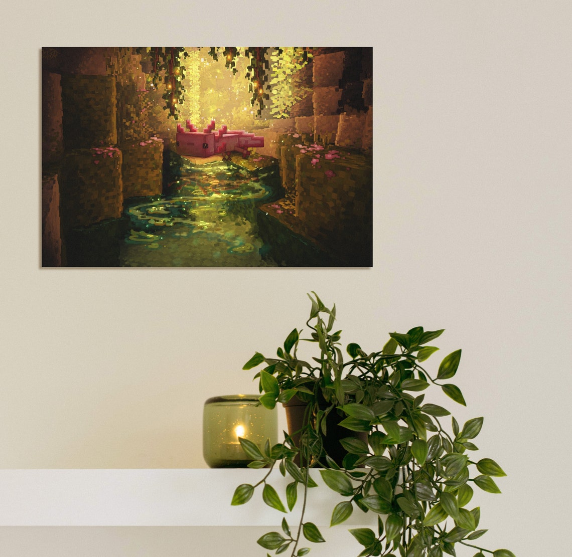 Cozy Axolotl Minecraft Axolotl Hand-drawn Poster, Original Artwork ...