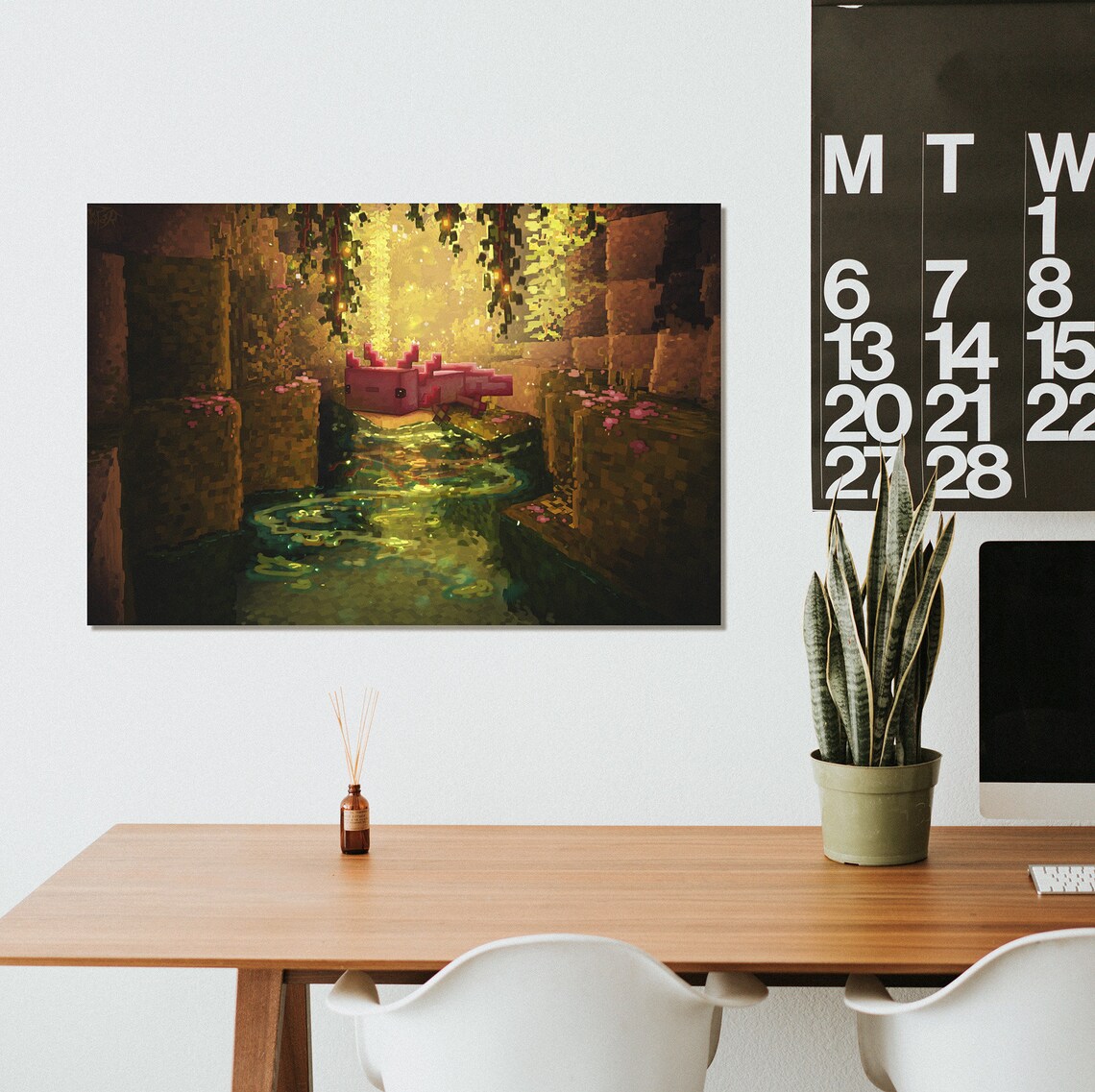 Cozy Axolotl Minecraft Axolotl Hand-drawn Poster, Original Artwork ...