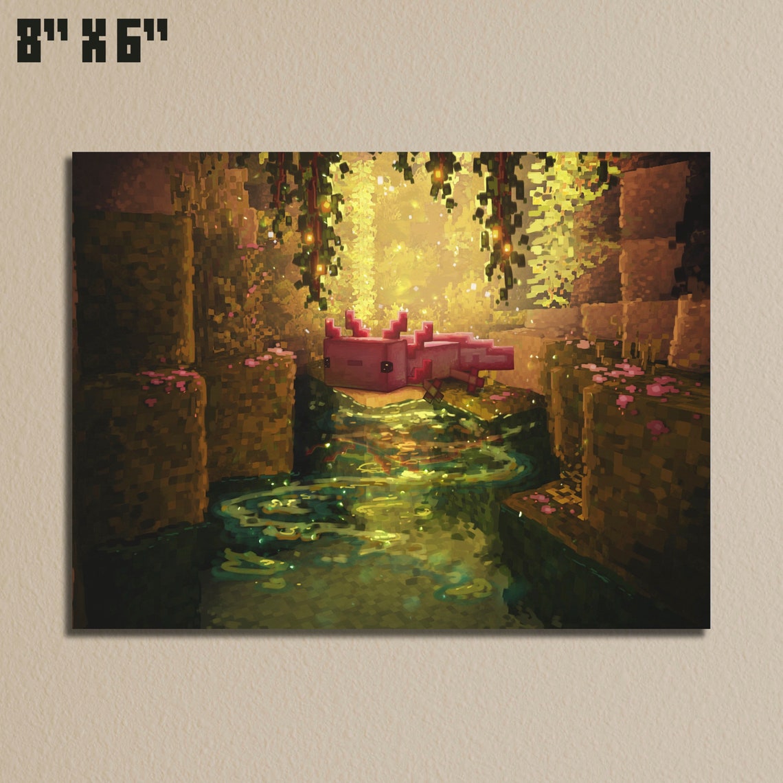 Cozy Axolotl Minecraft Axolotl Hand-drawn Poster, Original Artwork ...