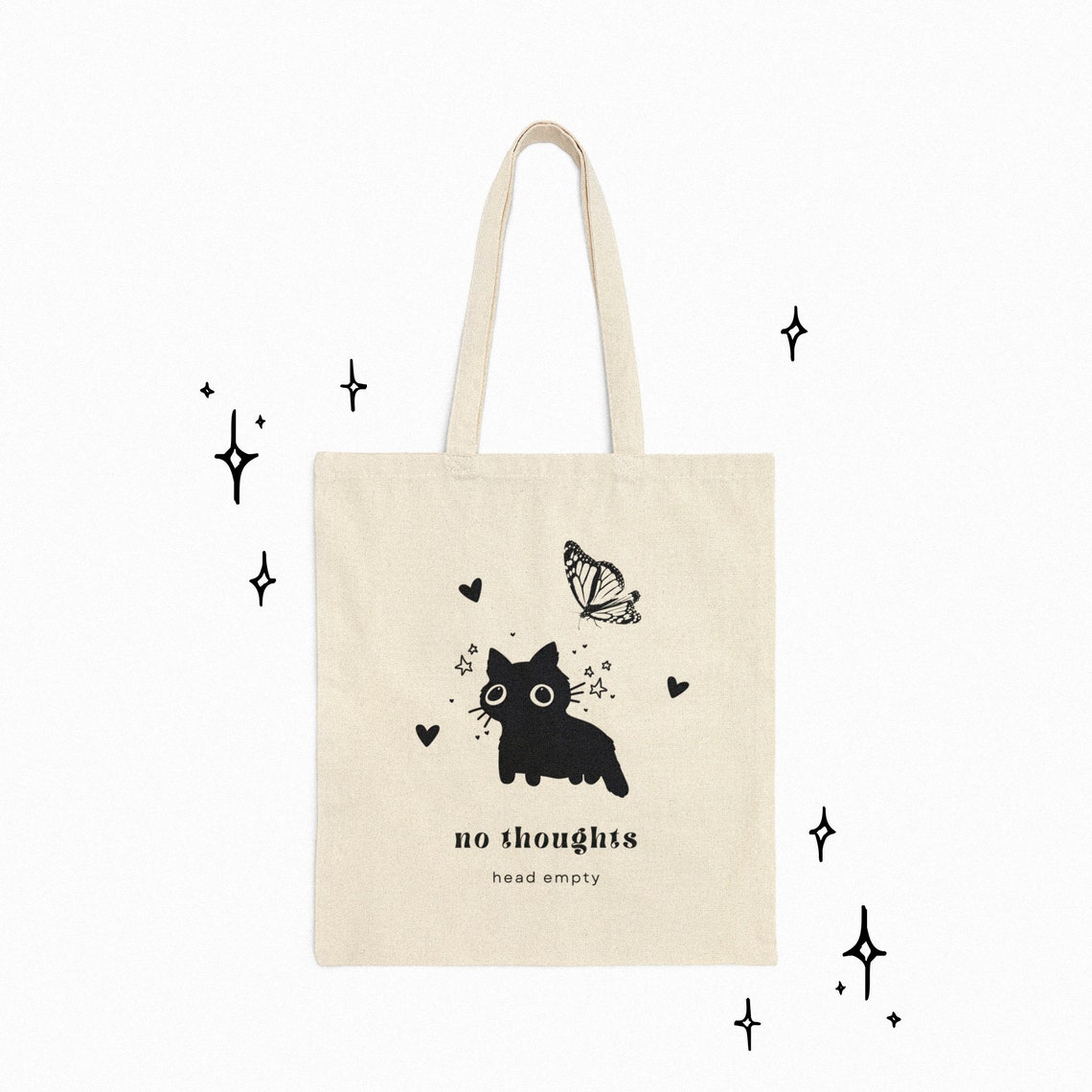 No Thoughts Head Empty Black Cat Tote Bag Aesthetic Tote Bag - Etsy