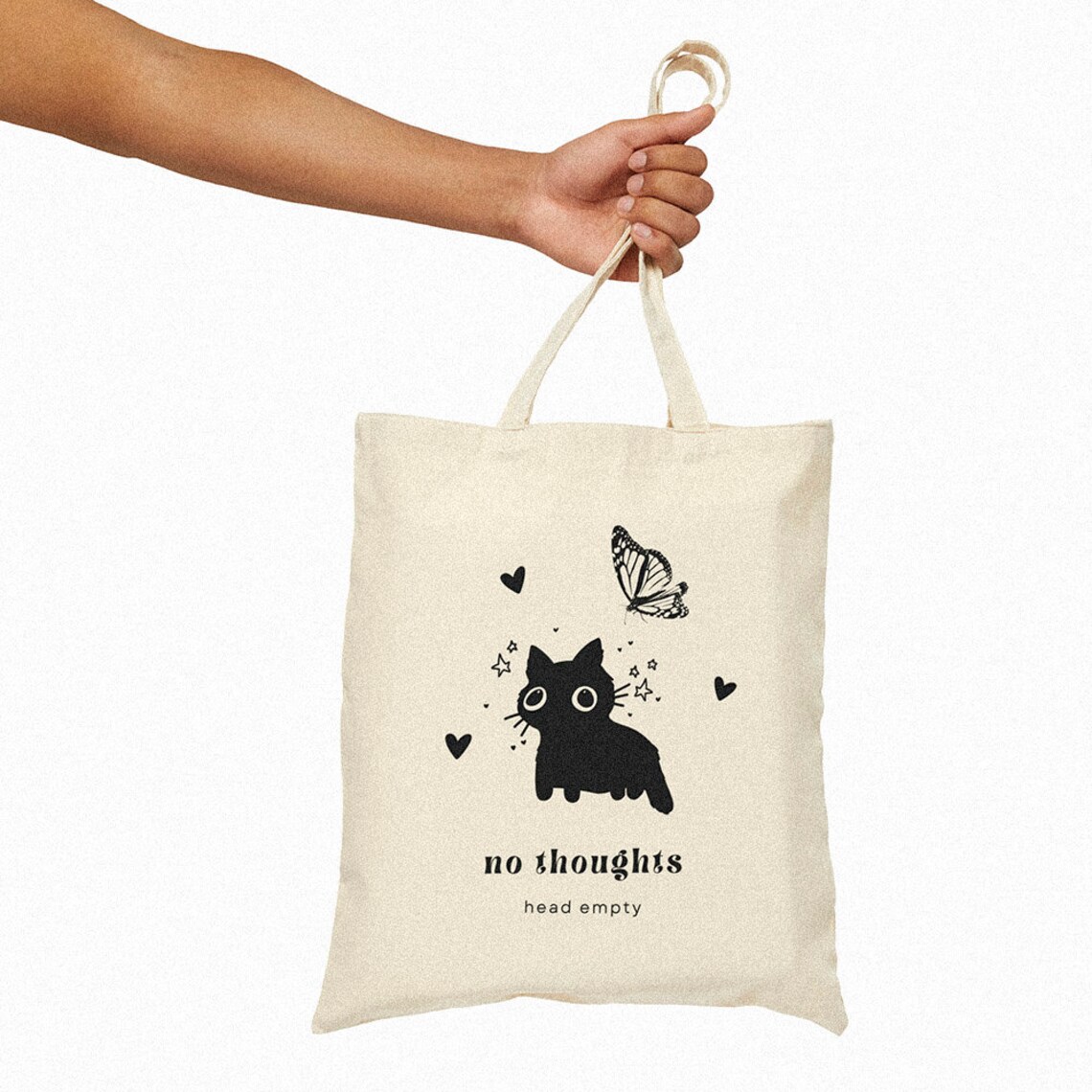 No Thoughts Head Empty Black Cat Tote Bag Aesthetic Tote Bag - Etsy