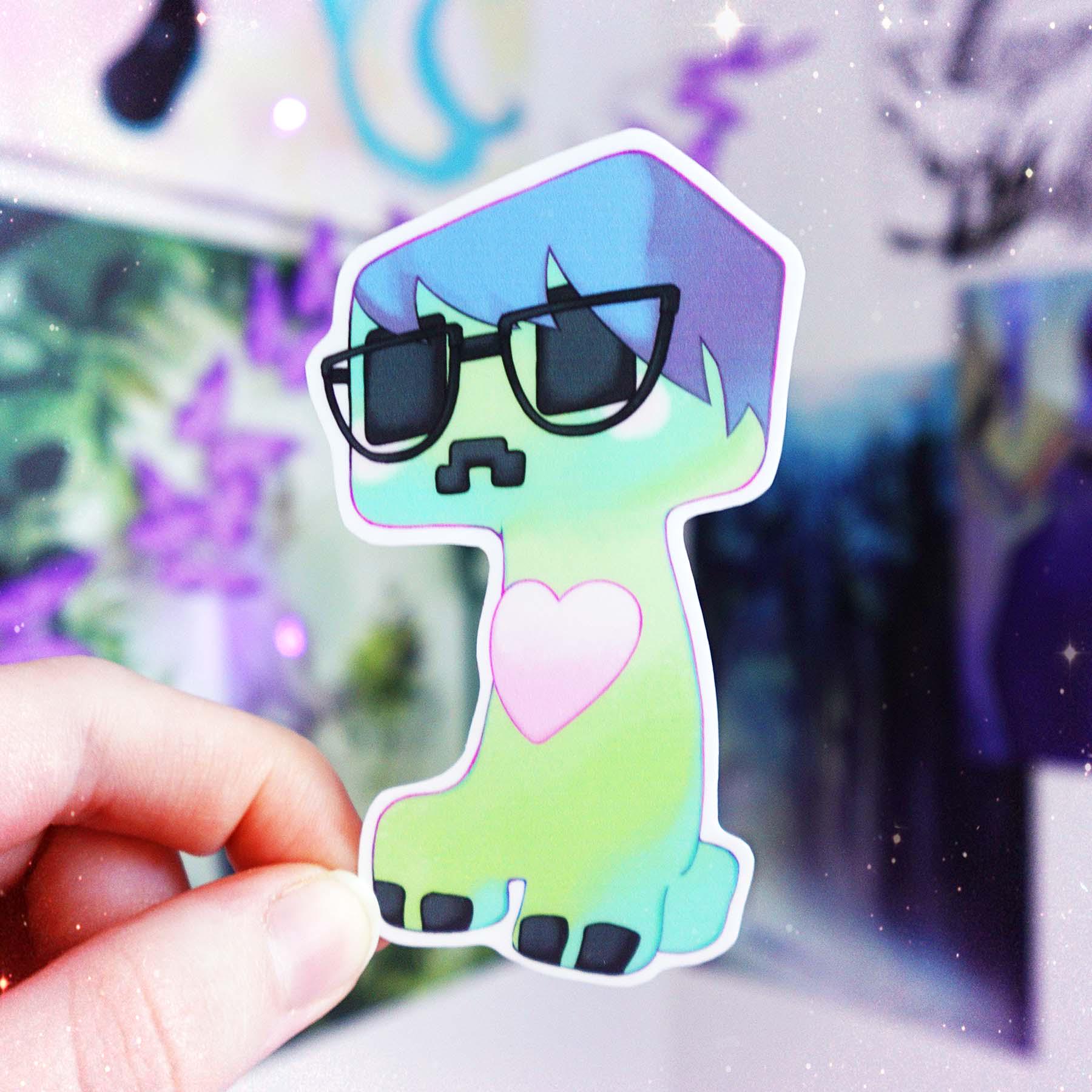 Nerdy Creeper Sticker, Kawaii Minecraft Sticker, Cute Creeper Sticker ...