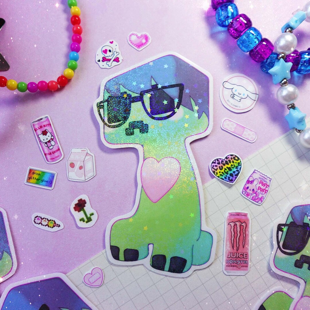 Nerdy Creeper Sticker, Kawaii Minecraft Sticker, Cute Creeper Sticker ...