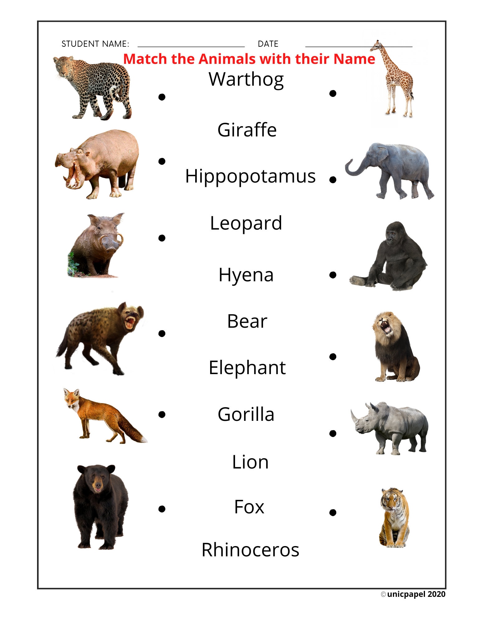 Animals Learn Sheet, Worksheet Printable|pet Animals|wild Animals|farm ...