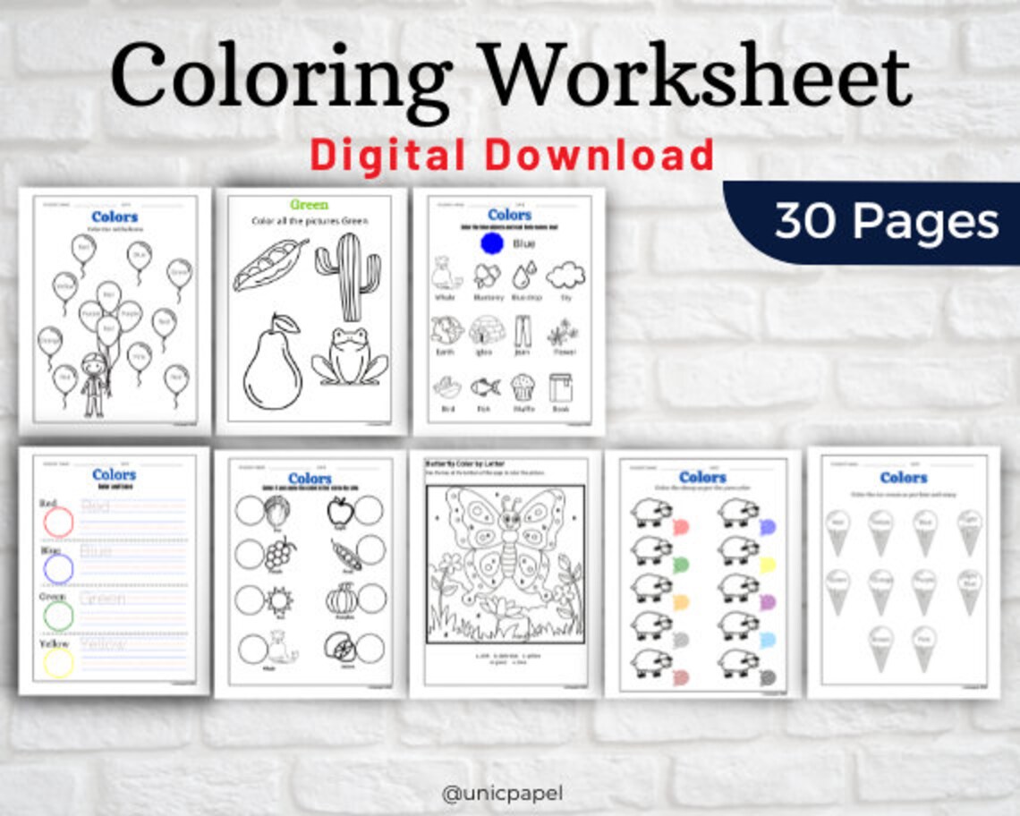 Colors of the Week Worksheets for Toddlers, Preschoolers, Kindergarten ...
