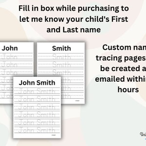 Custom Name Tracing Sheet Printable Practice Sheets Customized First ...