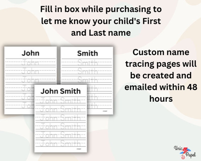 Custom Name Tracing Sheet Printable Practice Sheets Customized First ...