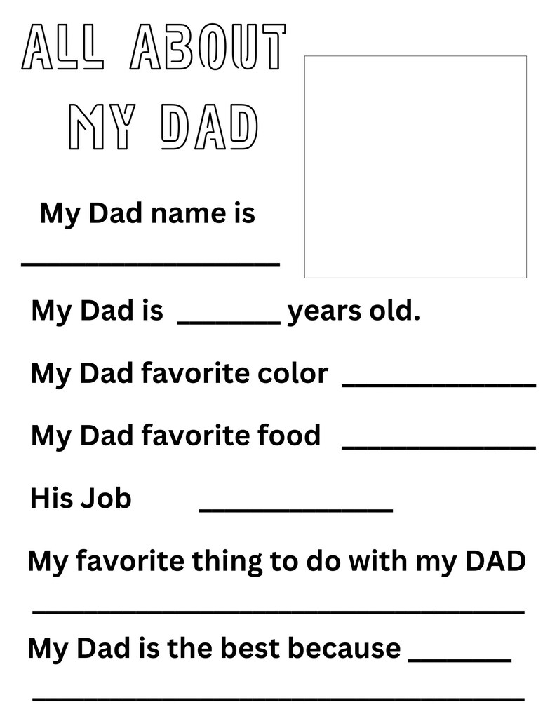 Fathers Day Printable Coloring Page Printable All About Dad - Etsy