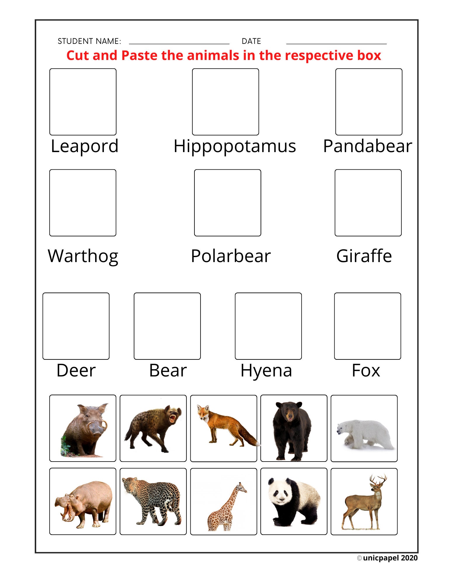 Animals Learn Sheet, Worksheet Printable|pet Animals|wild Animals|farm ...
