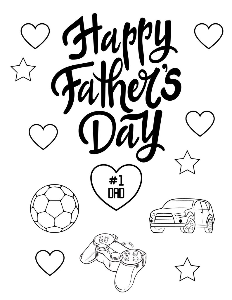 Fathers Day Printable Coloring Page Printable All About Dad Etsy