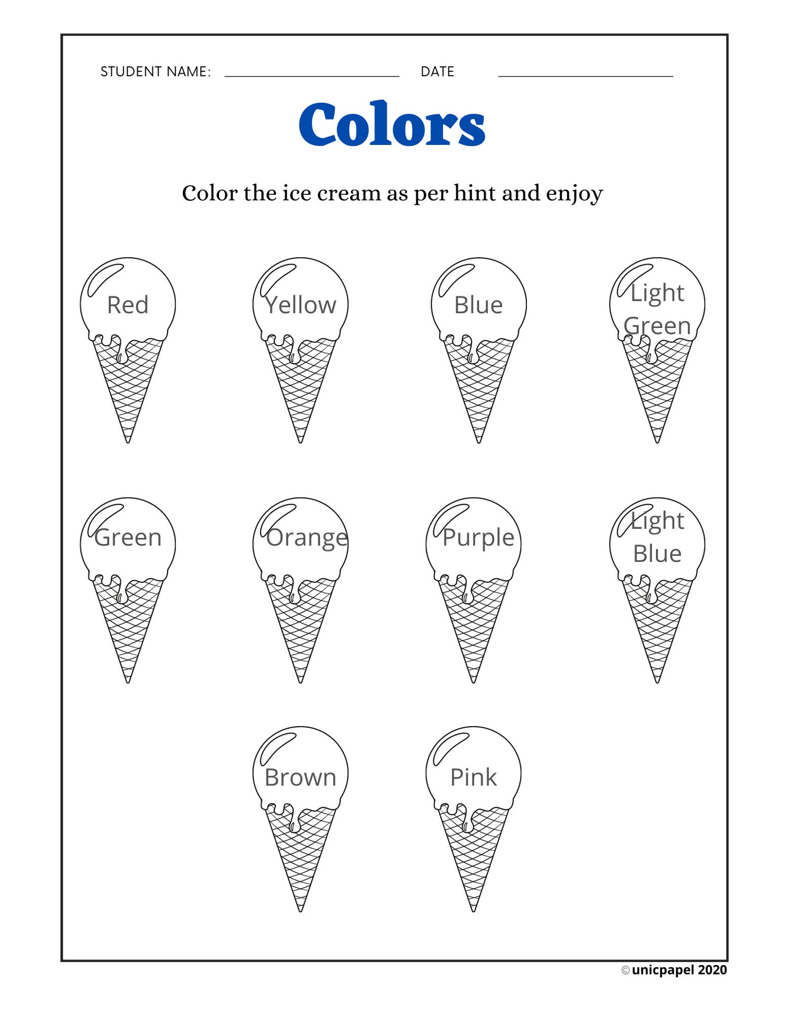 Colors of the Week Worksheets for Toddlers, Preschoolers, Kindergarten ...