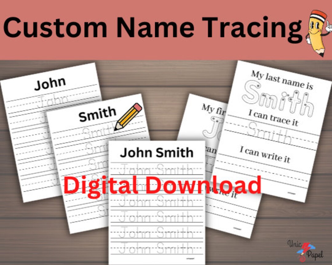 Custom Name Tracing Sheet Printable Practice Sheets Customized First ...
