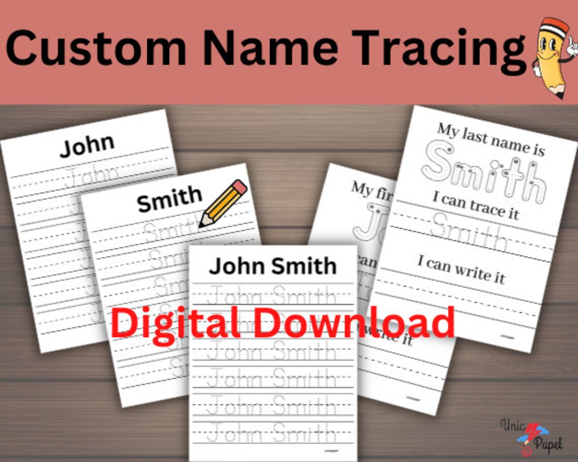 Custom Name Tracing Sheet Printable Practice Sheets Customized First ...