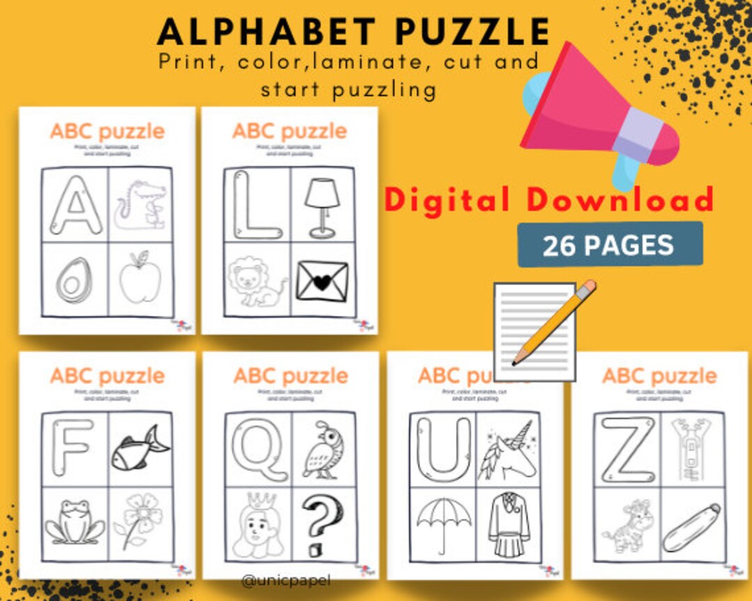 Alphabets Puzzle, Digital Alphabet Worksheets, Toddler Activities ...