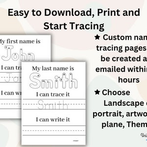 Custom Name Tracing Sheet Printable Practice Sheets Customized First ...