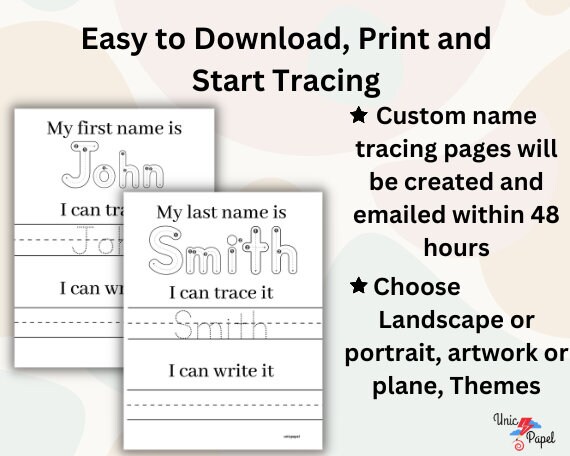 Custom Name Tracing Sheet Printable Practice Sheets Customized First ...