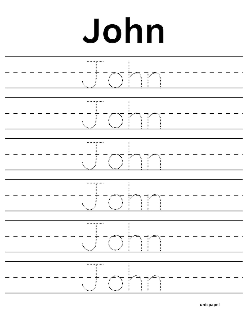 Custom Name Tracing Sheet Printable Practice Sheets Customized First ...