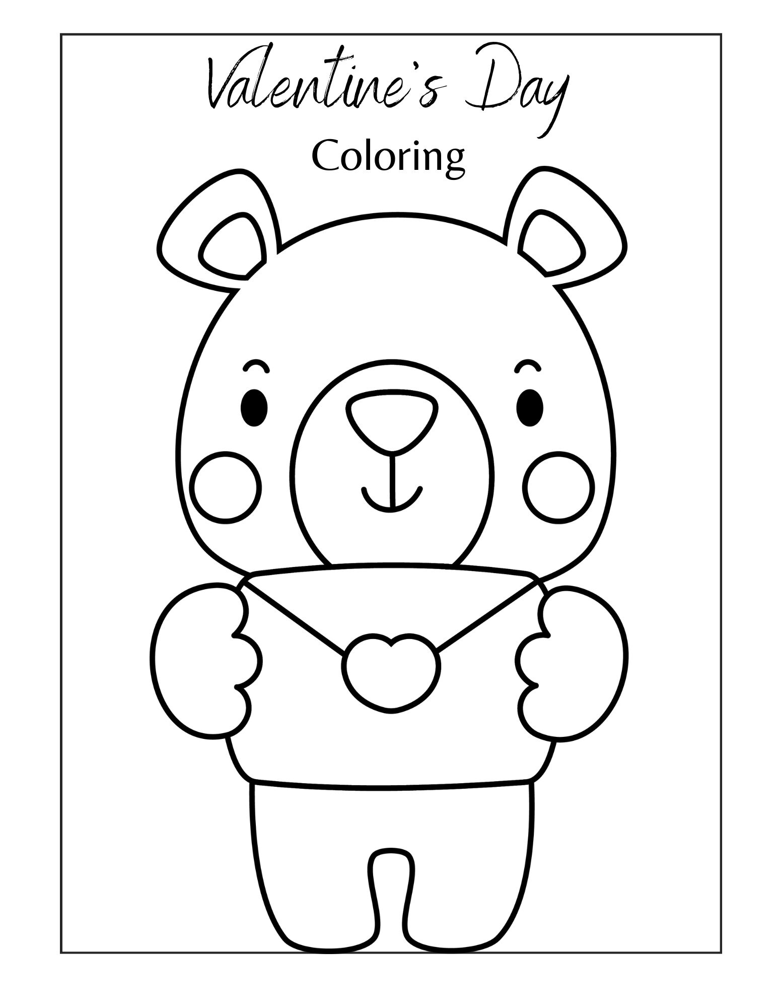 Valentine's Day Coloring Pages, Kids Coloring, Instant Download ...