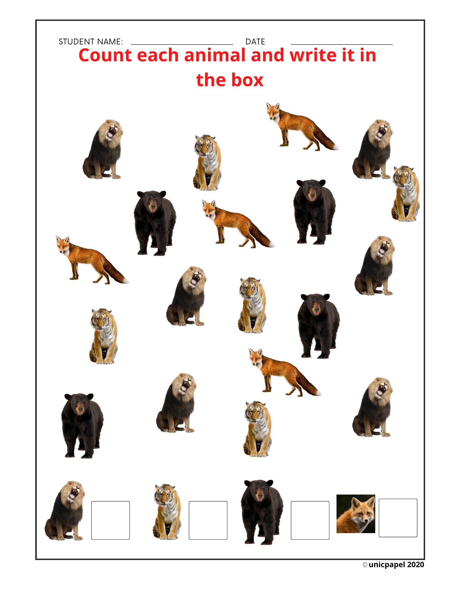 Animals Learn Sheet, Worksheet Printable|pet Animals|wild Animals|farm ...