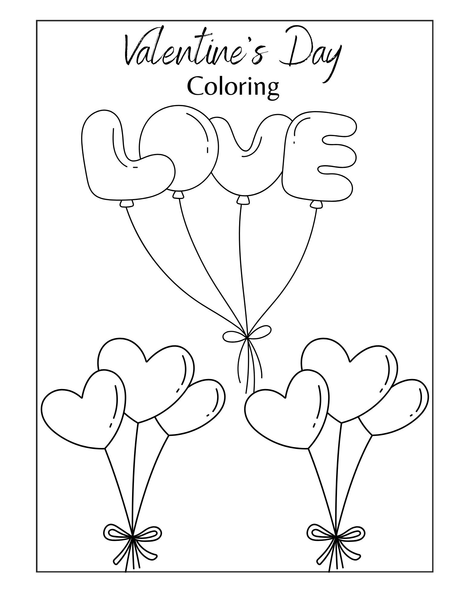 Valentine's Day Coloring Pages, Kids Coloring, Instant Download ...