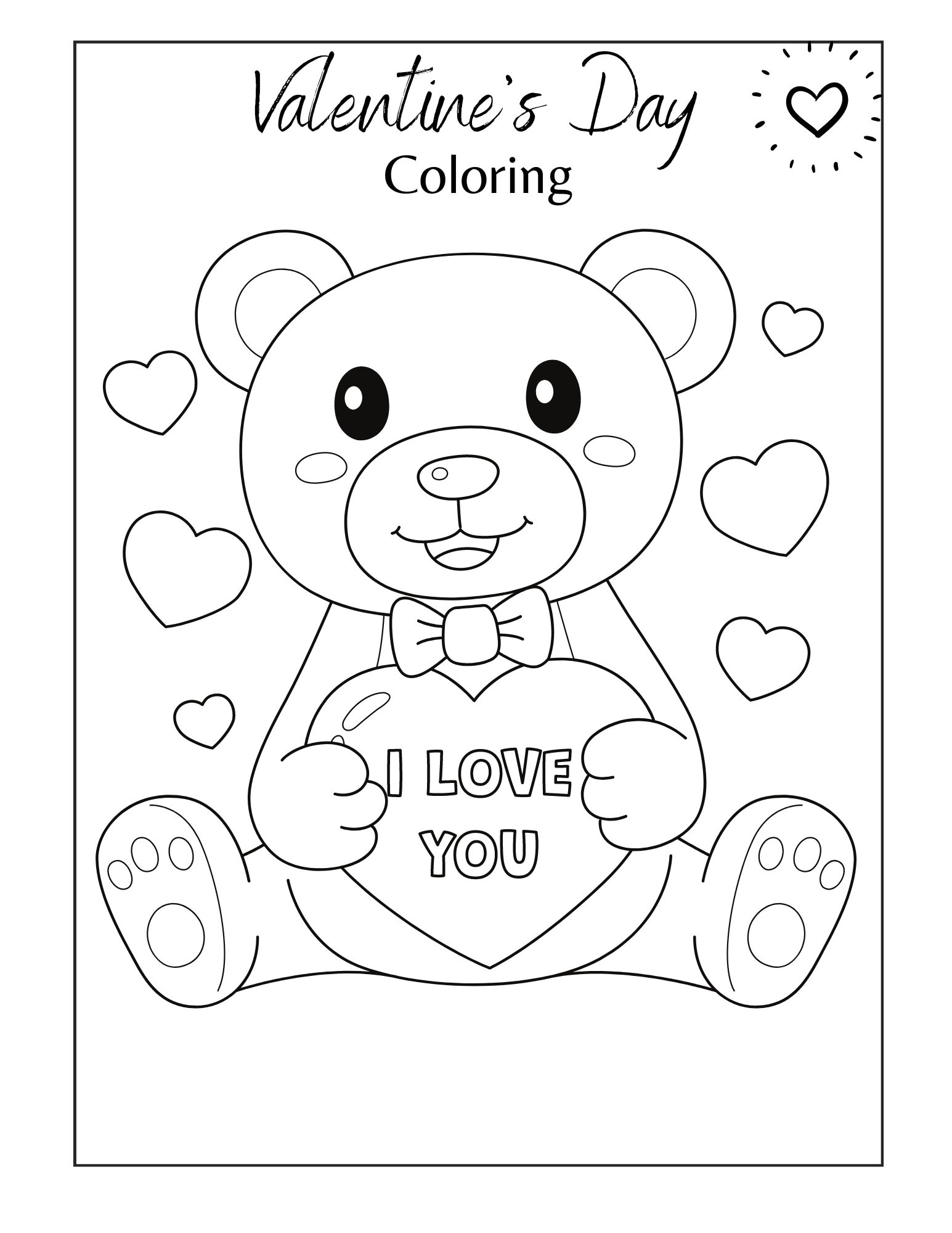 Valentine's Day Coloring Pages, Kids Coloring, Instant Download ...