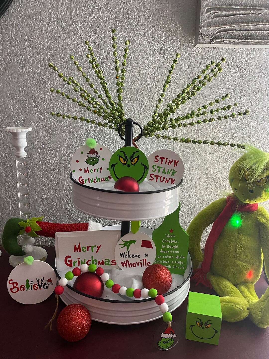 Grinch Tiered Tray Decor - Etsy