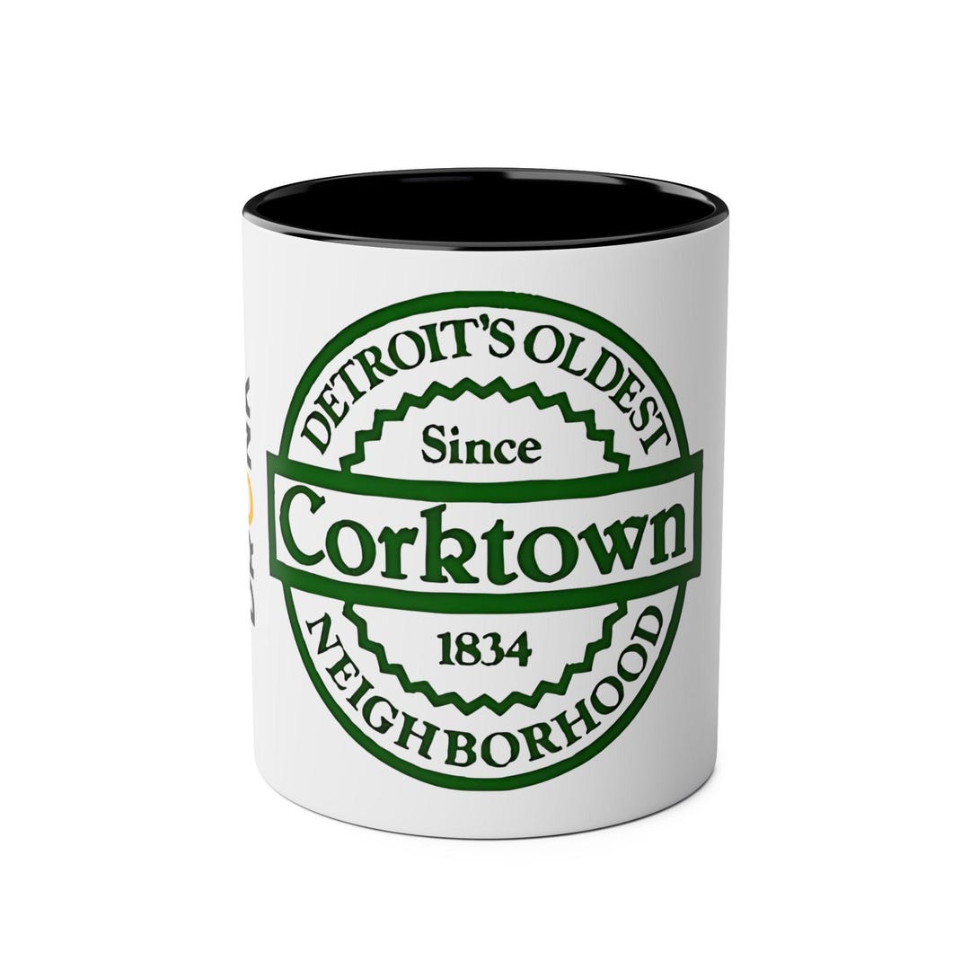 Corktown Detroit Two-tone Coffee Mugs, 11oz Unique Drinkware for Coffee ...