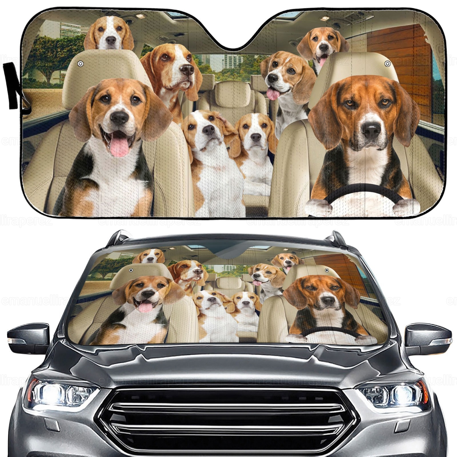 Beagle Car Sunshade, Beagle Sun Shade, Beagle Car Windshield, Beagle ...