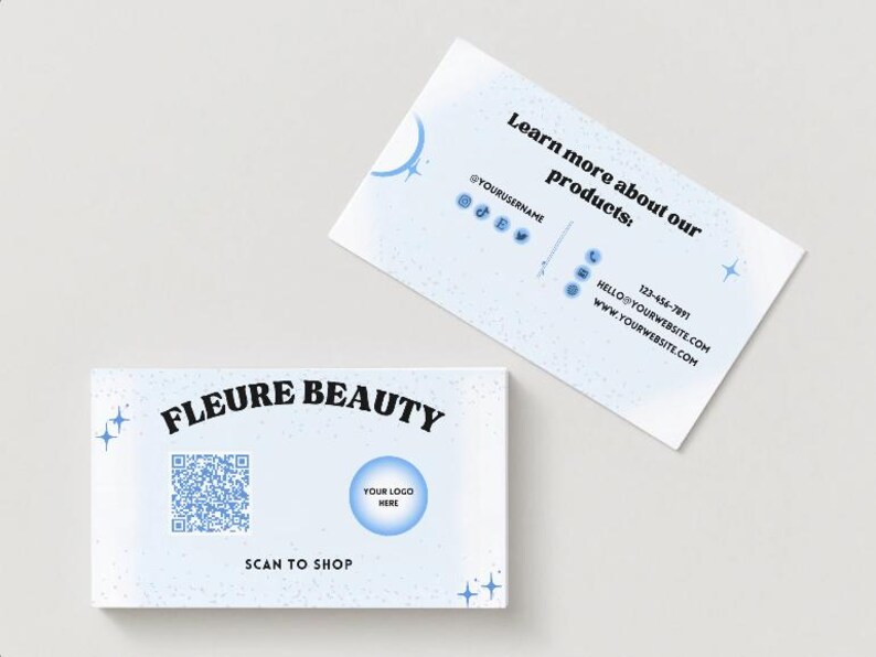 Pastel Blue Editable Business Cards Customizable Elegant Design for ...