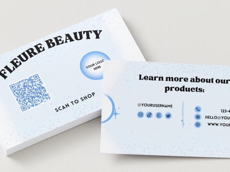 Pastel Blue Editable Business Cards Customizable Elegant Design for ...