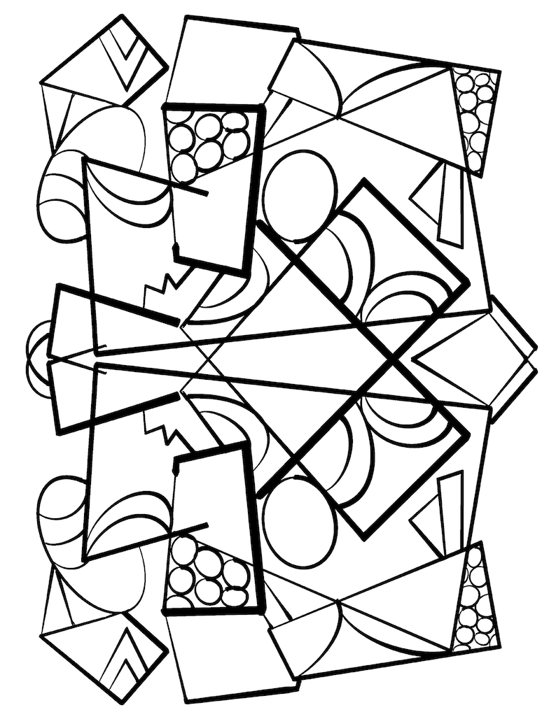 Adult Coloring Pages, Abstract Collage: Large Print Designs (digital ...