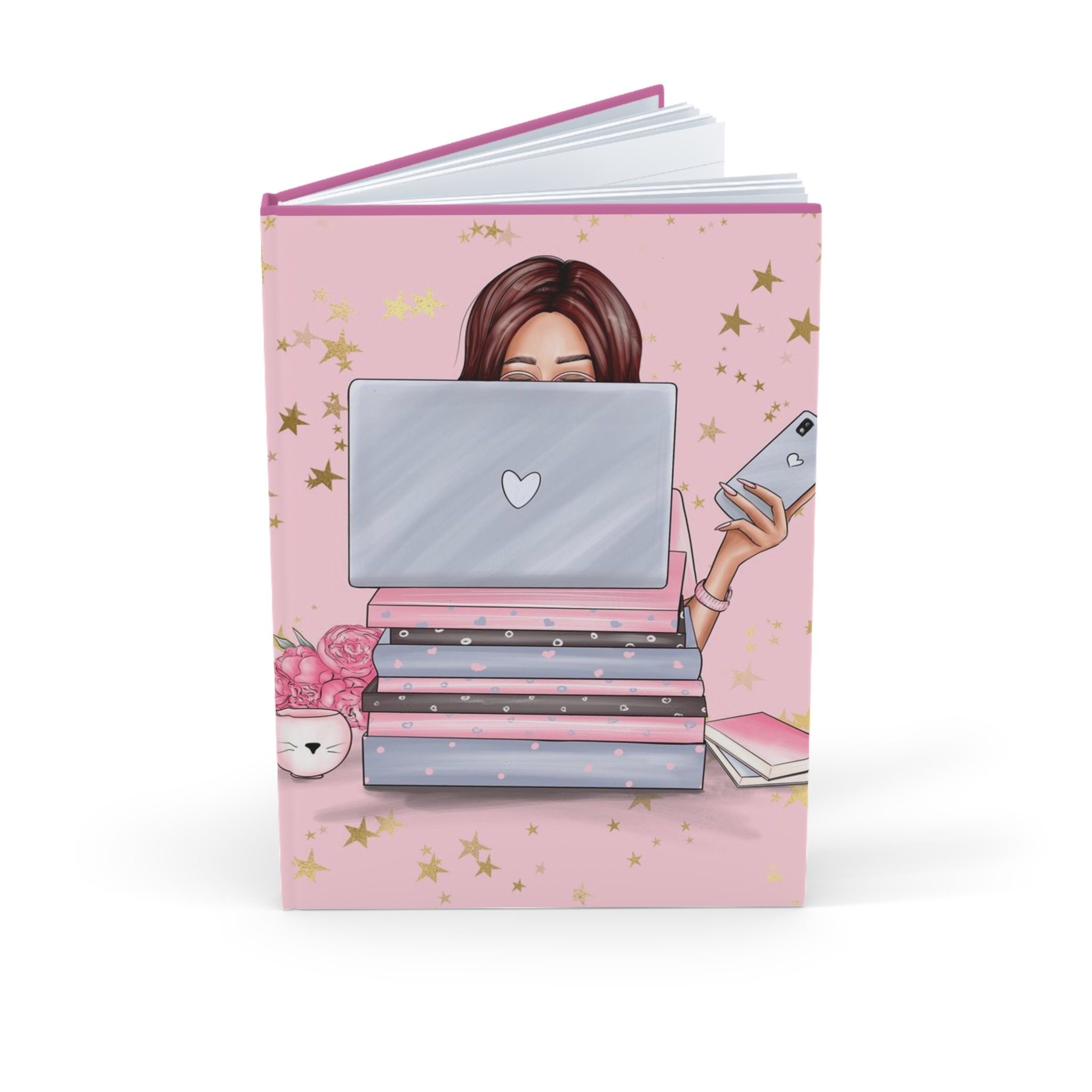 Pink Lady Boss, Aesthetic Journal, Cute Notebook, Hardcover Gratitude ...