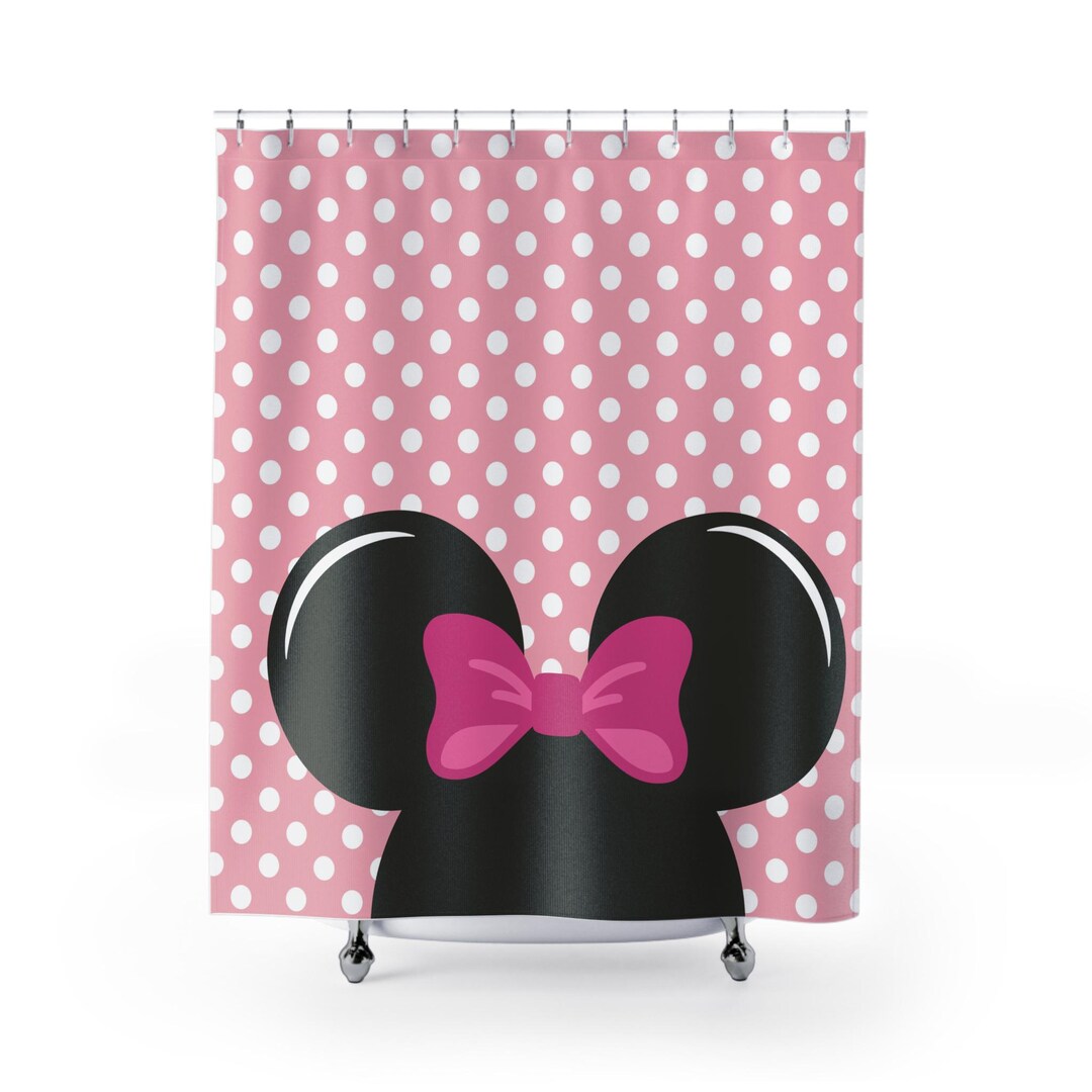 Minnie Mouse Pink Polka Dot Shower Curtain, Disney Bathroom Decor ...