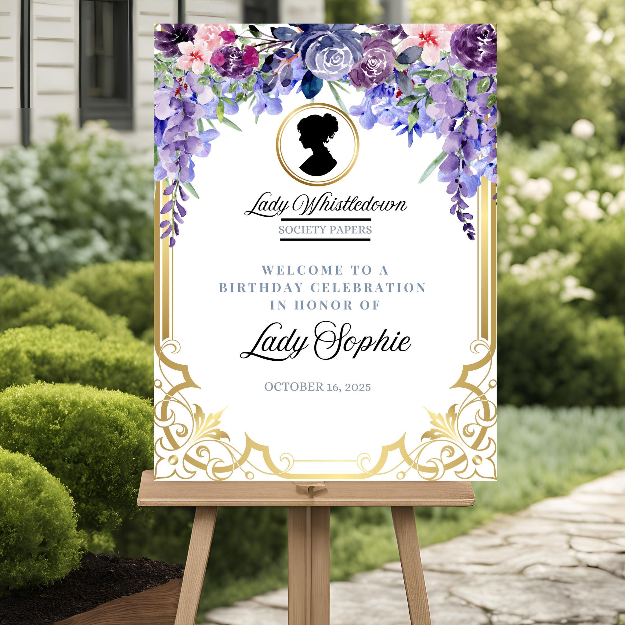 EDITABLE Bridgerton Themed Welcome Sign, Lady Whistledown's Society ...