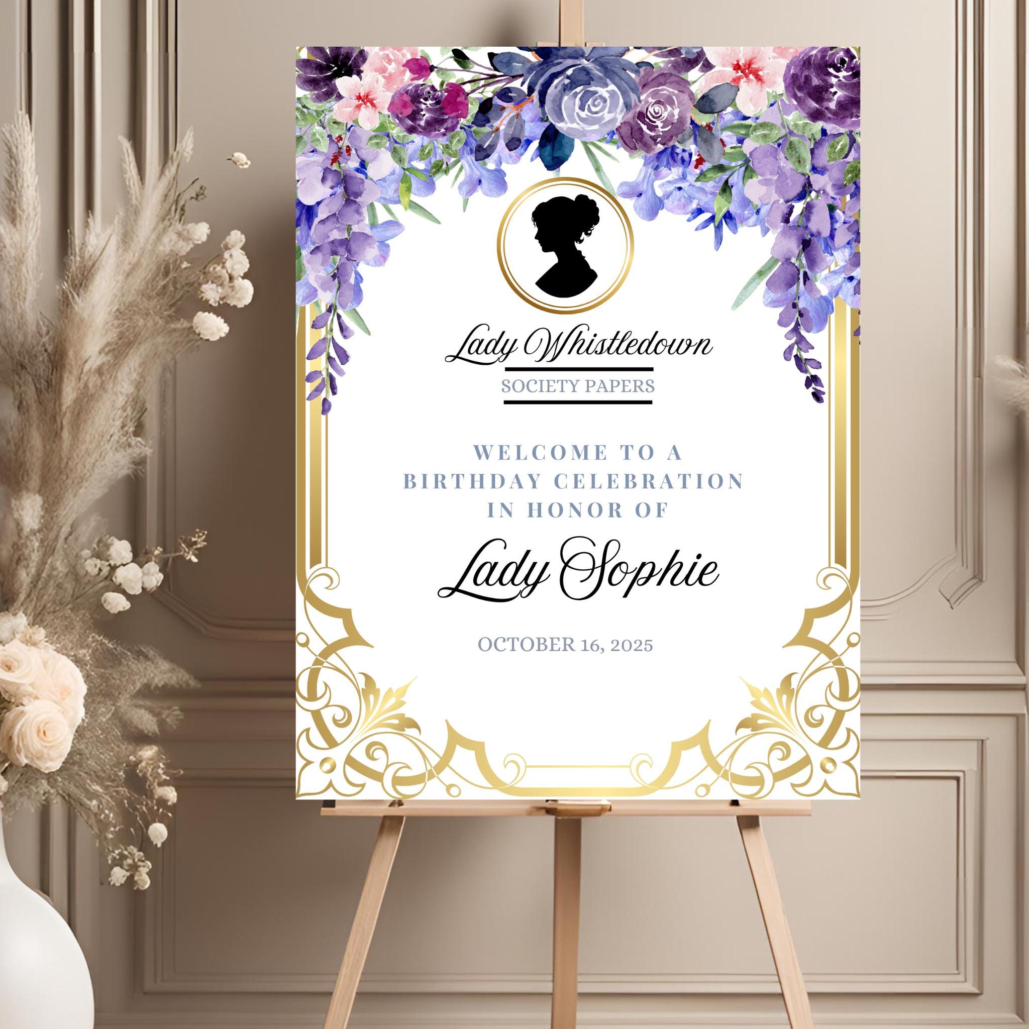 EDITABLE Bridgerton Themed Welcome Sign, Lady Whistledown's Society ...