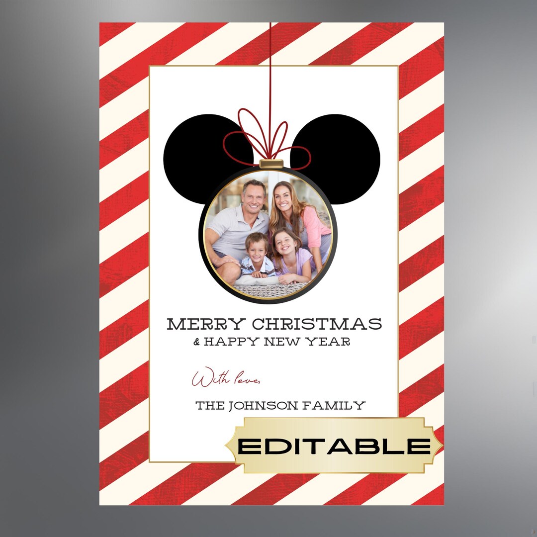 EDITABLE Disney Xmas Card, Merry Mickey Christmas Card, Disney Holiday ...