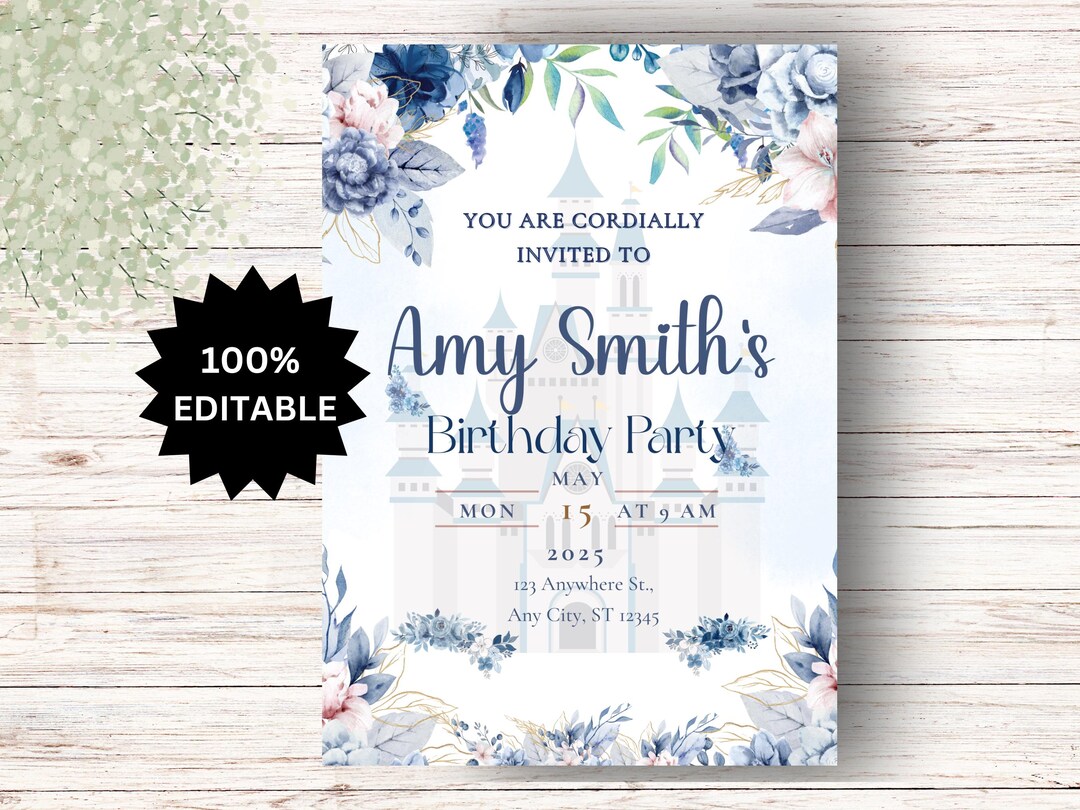 EDITABLE Magical Disney Castle Invitation Template, Printable Magical ...