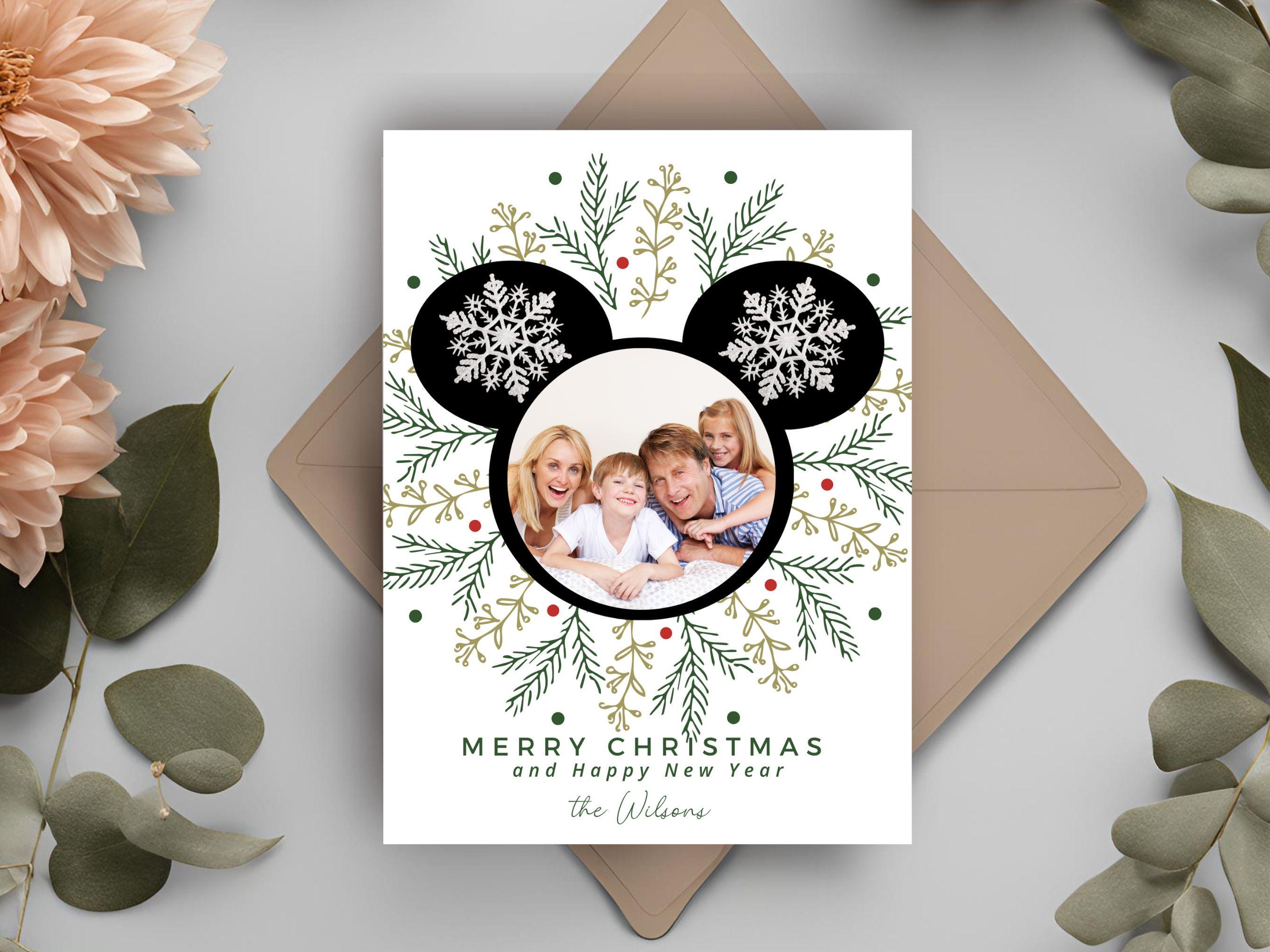 EDITABLE Disney Xmas Card, Very Merry Mickey Christmas Card, Magical ...