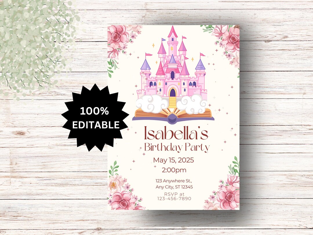 EDITABLE Magical Disney Castle Invitation Template, Printable Magical ...