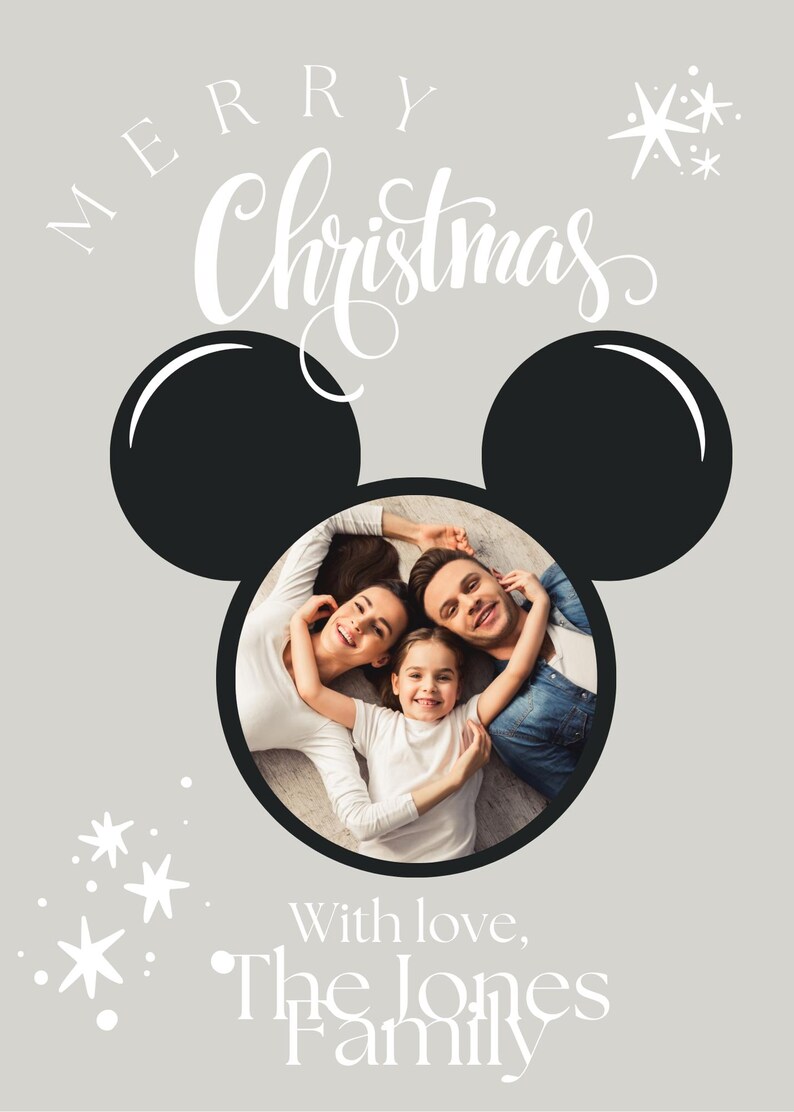 EDITABLE Disney Xmas Card, Very Merry Mickey Christmas Card, Magical ...