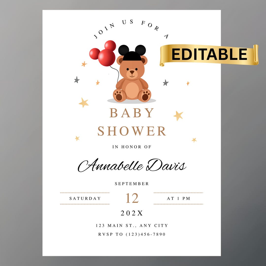 EDITABLE Disney Baby Shower Invitation, Magical Baby Shower Invite ...
