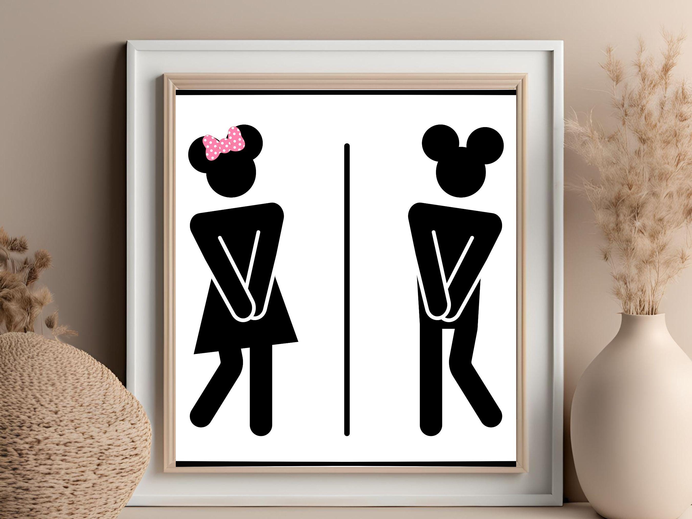 PRINTABLE Disney Bathroom Sign, Disney Restroom Sign, His Hers Bathroom ...