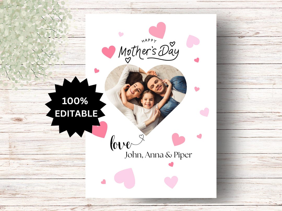 EDITABLE Mothers Day Card. Happy Mothers Day Card, Personalized Mother ...