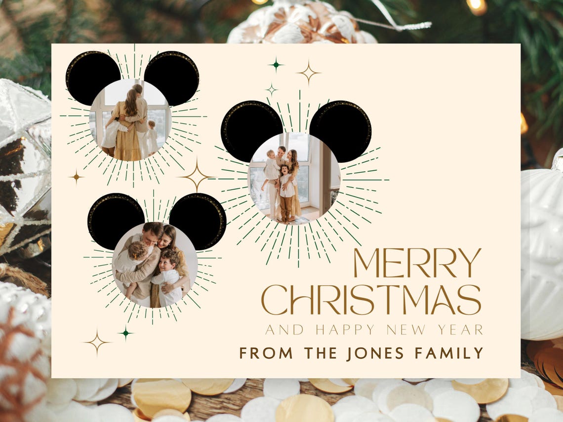 EDITABLE Disney Xmas Card, Merry Mickey Christmas Card, Disney Holiday ...