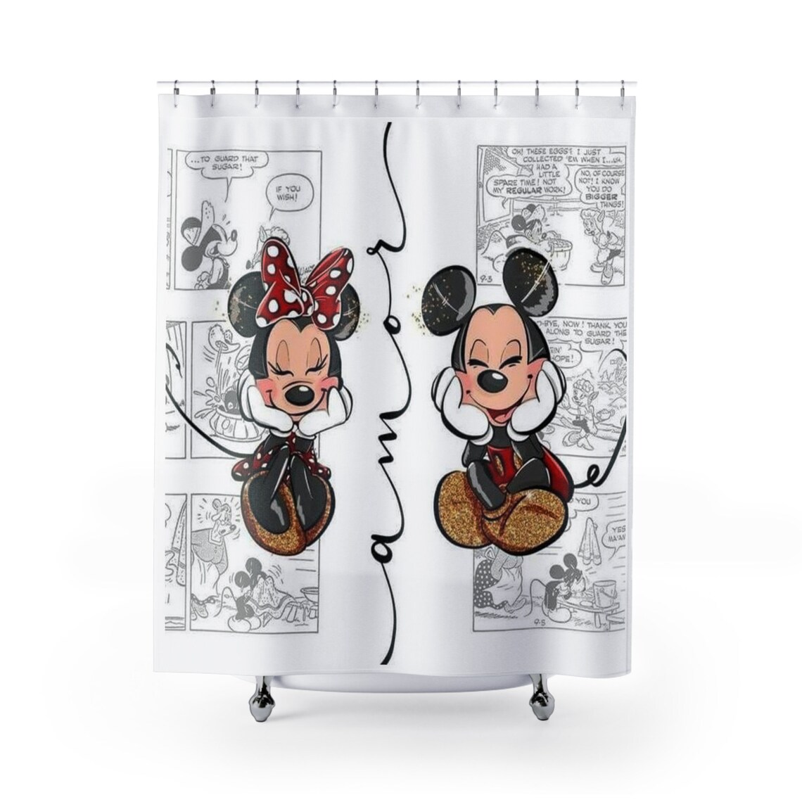Mickey and Minnie Love Shower Curtain, Disney Bathroom, Minnie Shower ...