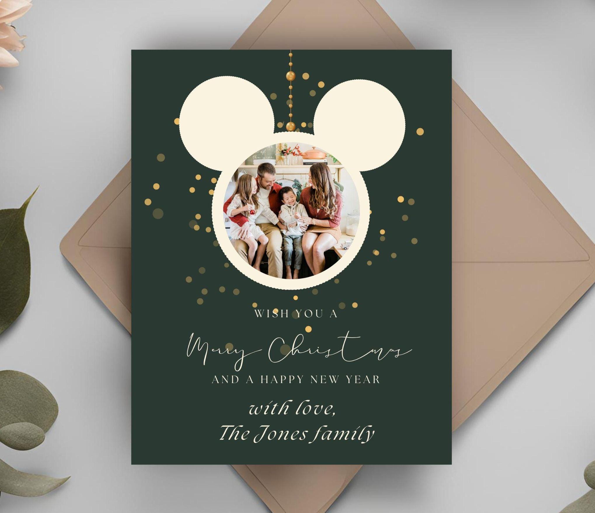 EDITABLE Disney Xmas Card, Very Merry Mickey Christmas Card, Magical ...