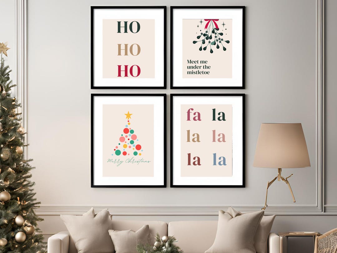 Set of 4 Christmas Prints, Christmas Prints Bundle, Christmas ...