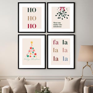 Set of 4 Christmas Prints, Christmas Prints Bundle, Christmas ...