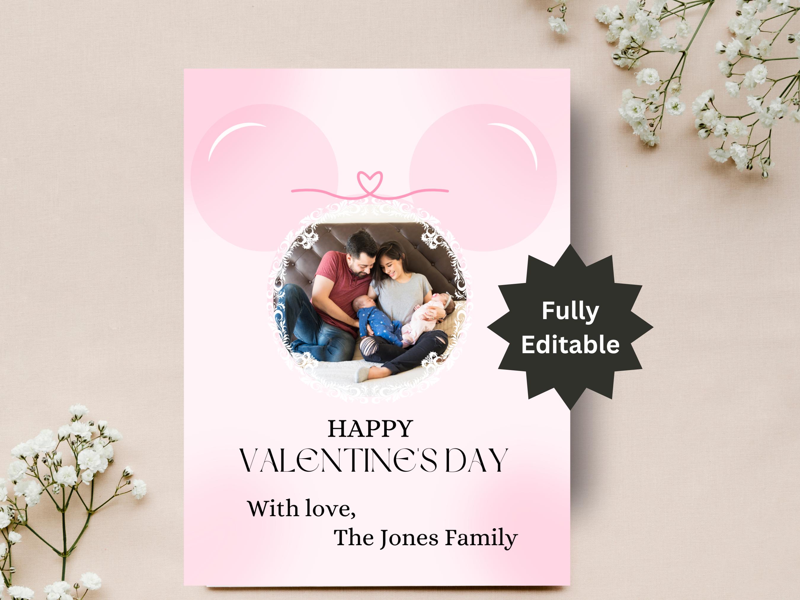 EDITABLE Disney Valentines Card, Minnie Disney Valentines, Sweetheart ...